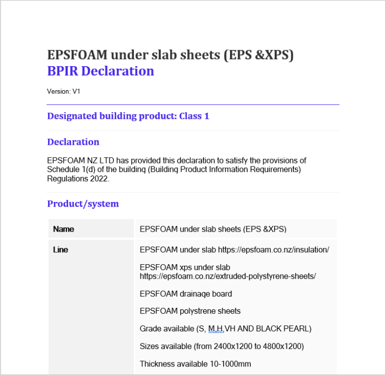 Building Products Information - EPS Foam